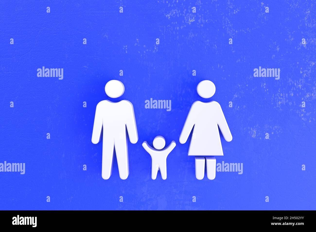 The Family on 3d blue wall background with space to add content Stock ...