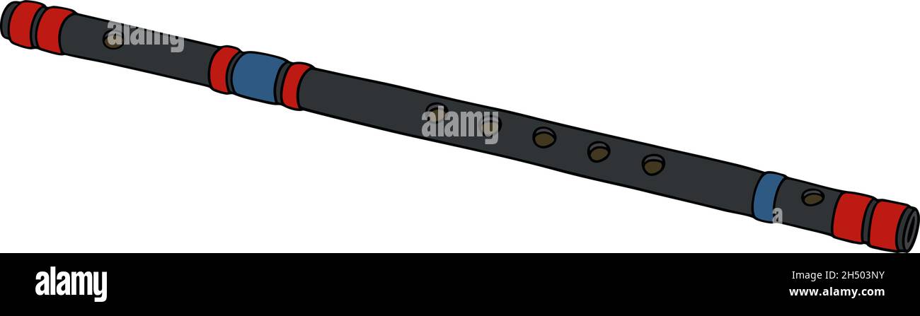 Hand drawing of a classic black wooden flute Stock Vector Image & Art ...