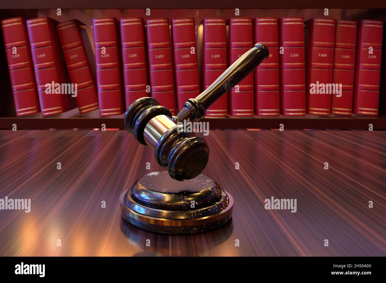 Law Book in a cupboard behind and gavel on table Stock Photo - Alamy