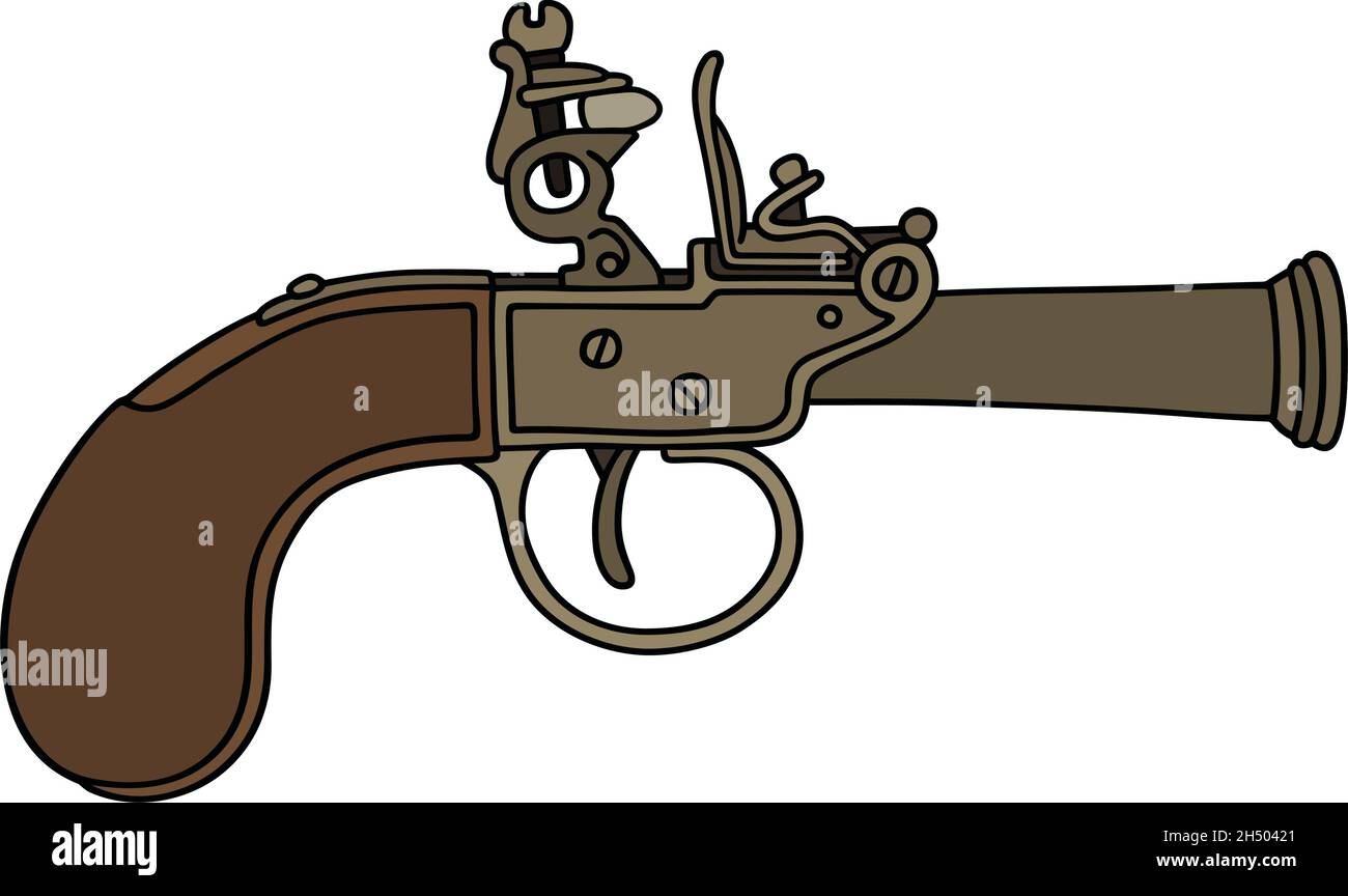 The hand drawing of a historical matchlock pistol Stock Vector Image ...