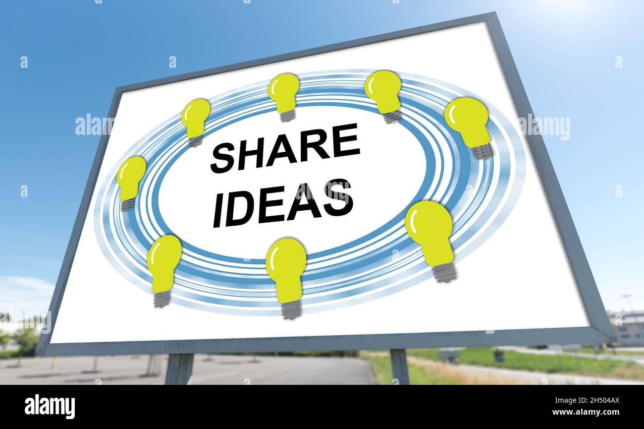Share ideas concept drawn on a billboard Stock Photo - Alamy