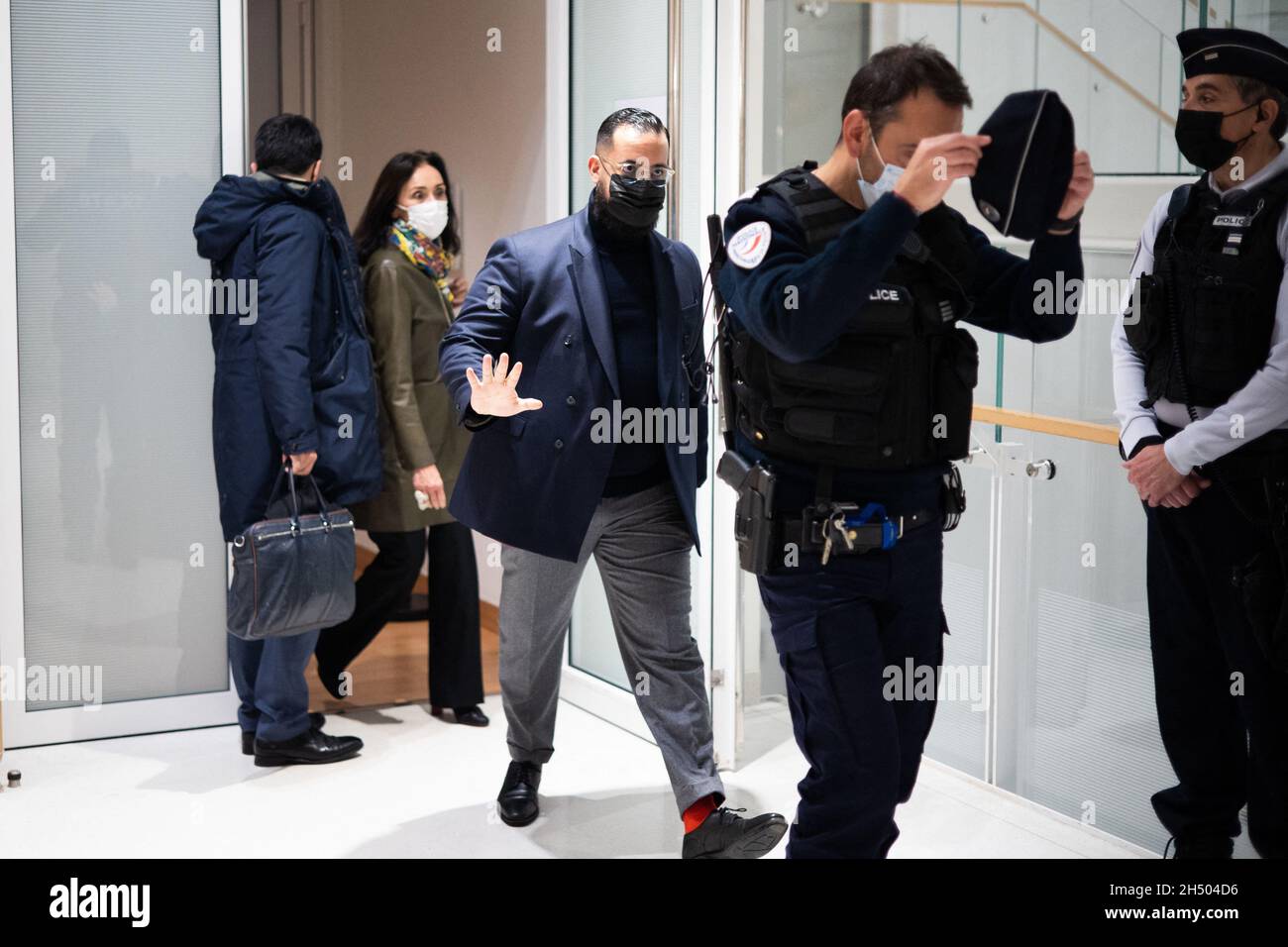 Paris, France. 05th Nov, 2021. Alexandre Benalla arrive leaves the ...