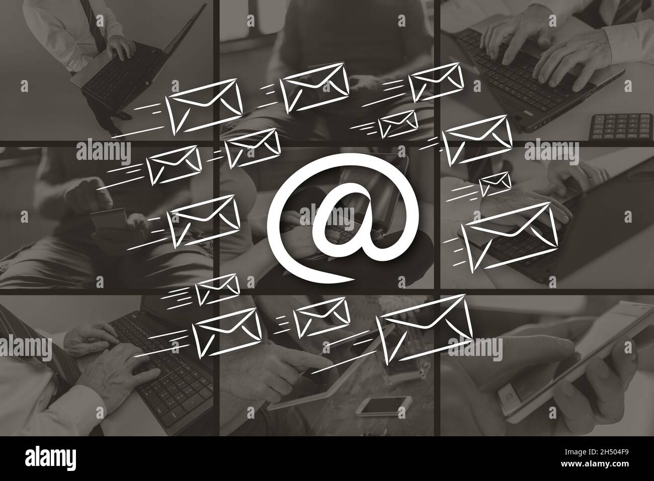 Email concept illustrated by pictures on background Stock Photo - Alamy