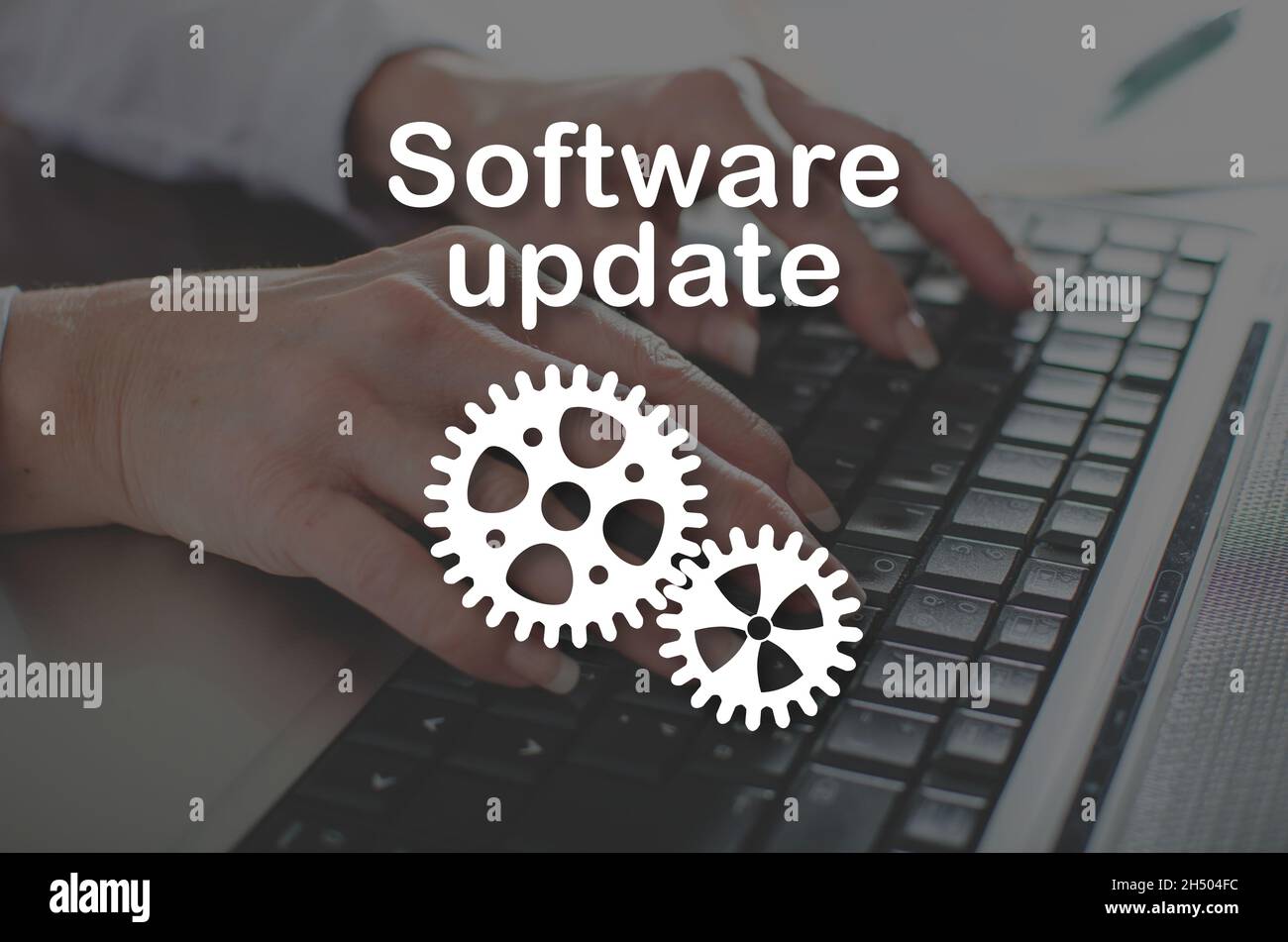Software update concept illustrated by a picture on background Stock ...