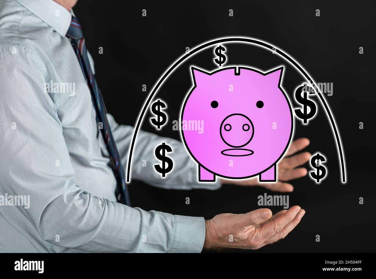 Saving protection concept above the hands of a man Stock Photo - Alamy