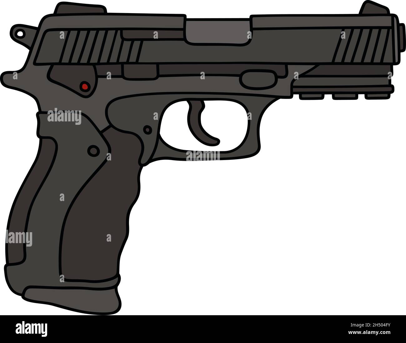 Hand drawing of a recent black automatic handgun Stock Vector Image ...