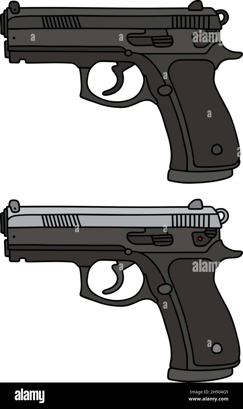Hand drawing of two handguns Stock Vector Image & Art - Alamy