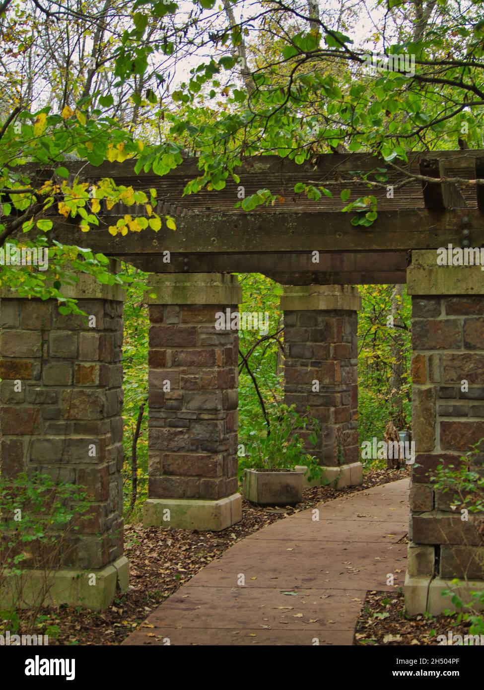 Construction and brick columns by stone walkway in Overland Park ...