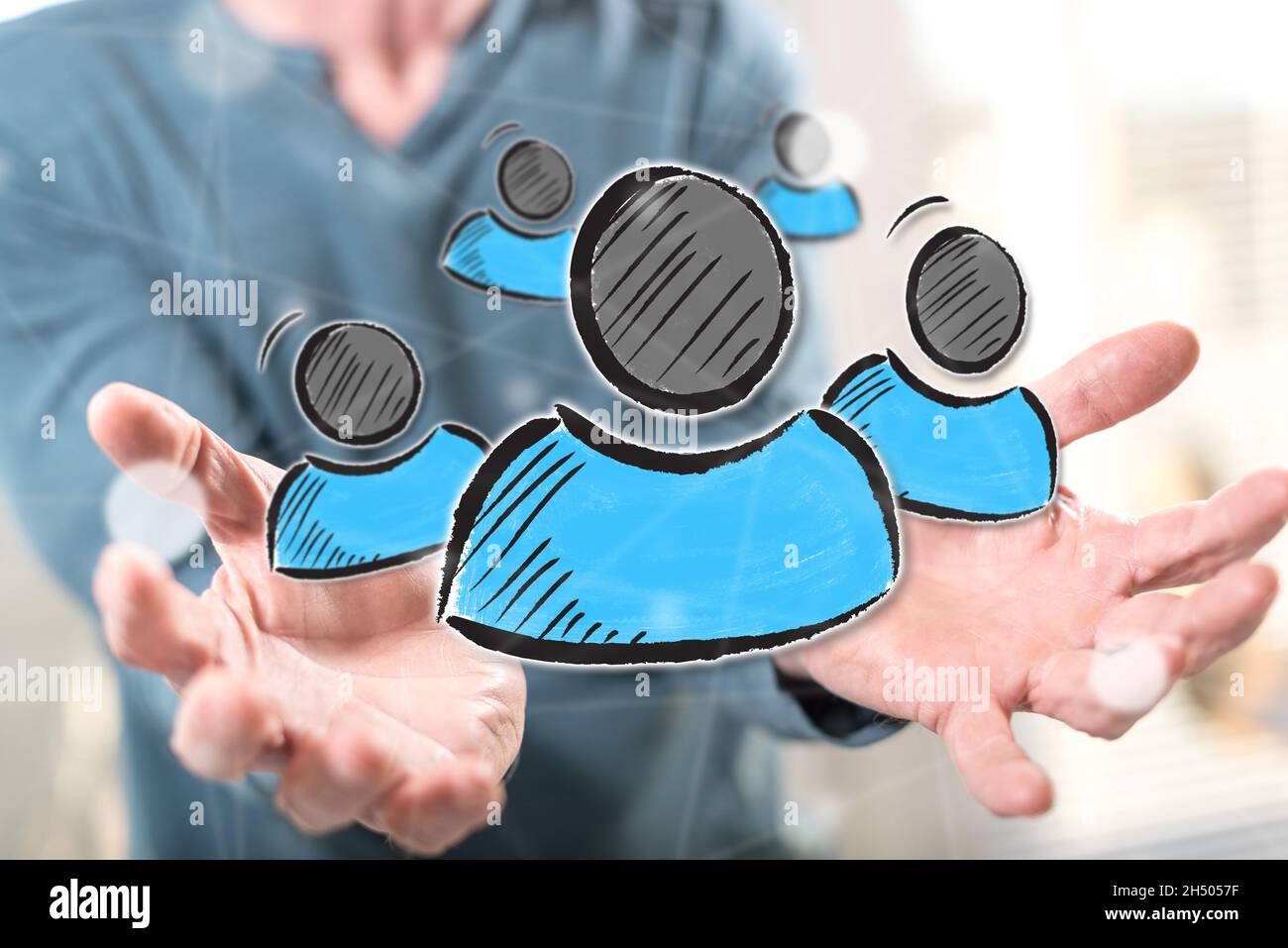 Leadership concept above the hands of a man in background Stock Photo ...