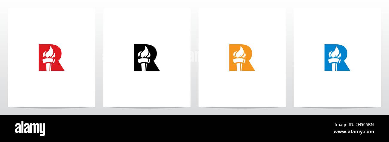 Fire Torch On Letter Logo Design R Stock Vector Image & Art - Alamy