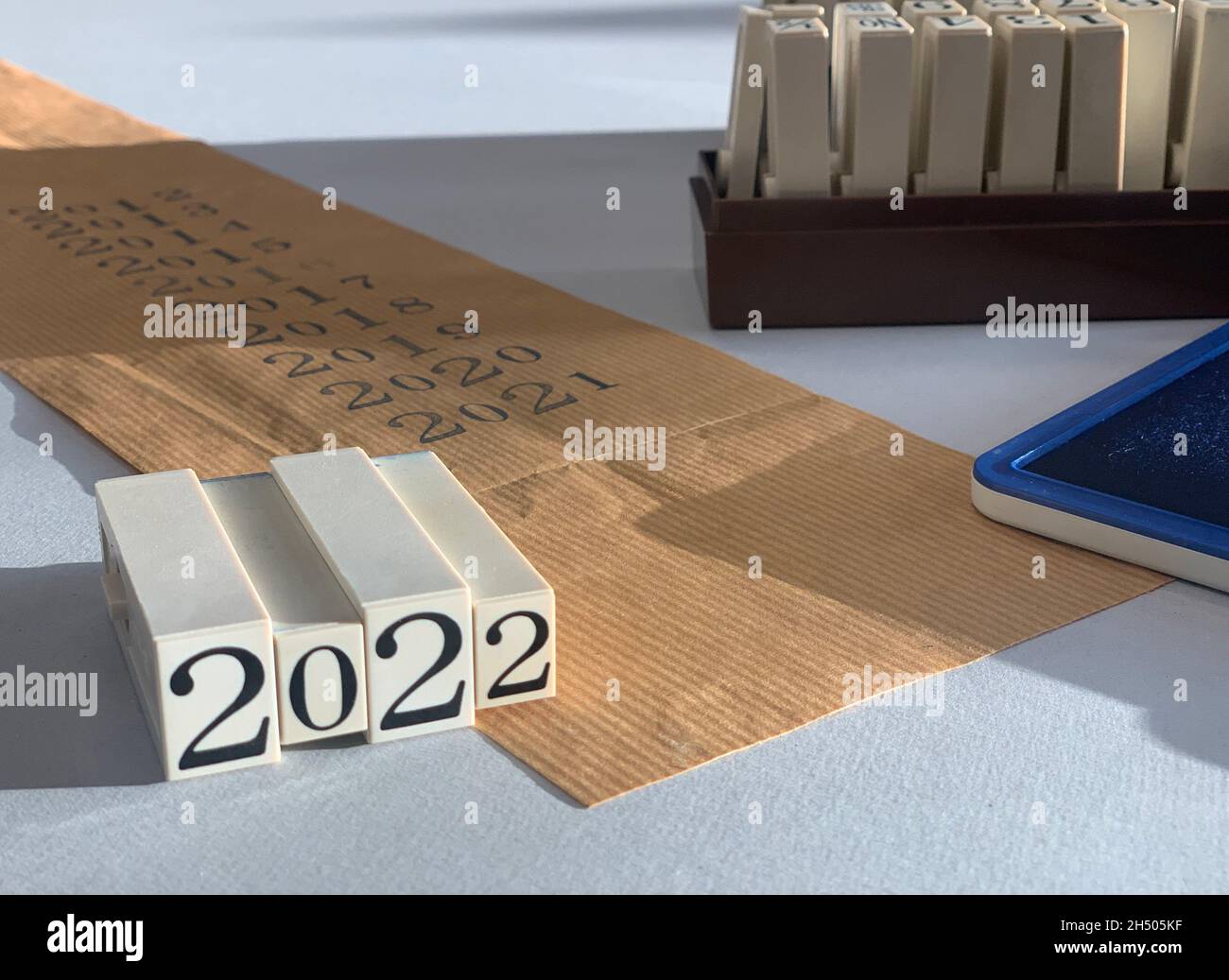2022 new year type font word stamps Stock Photo - Alamy