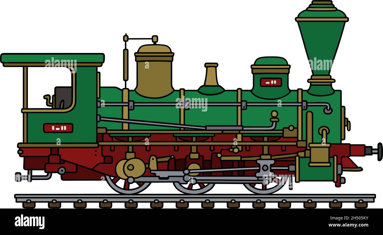 Hand drawing of a vintage green steam locomotive Stock Vector Image ...