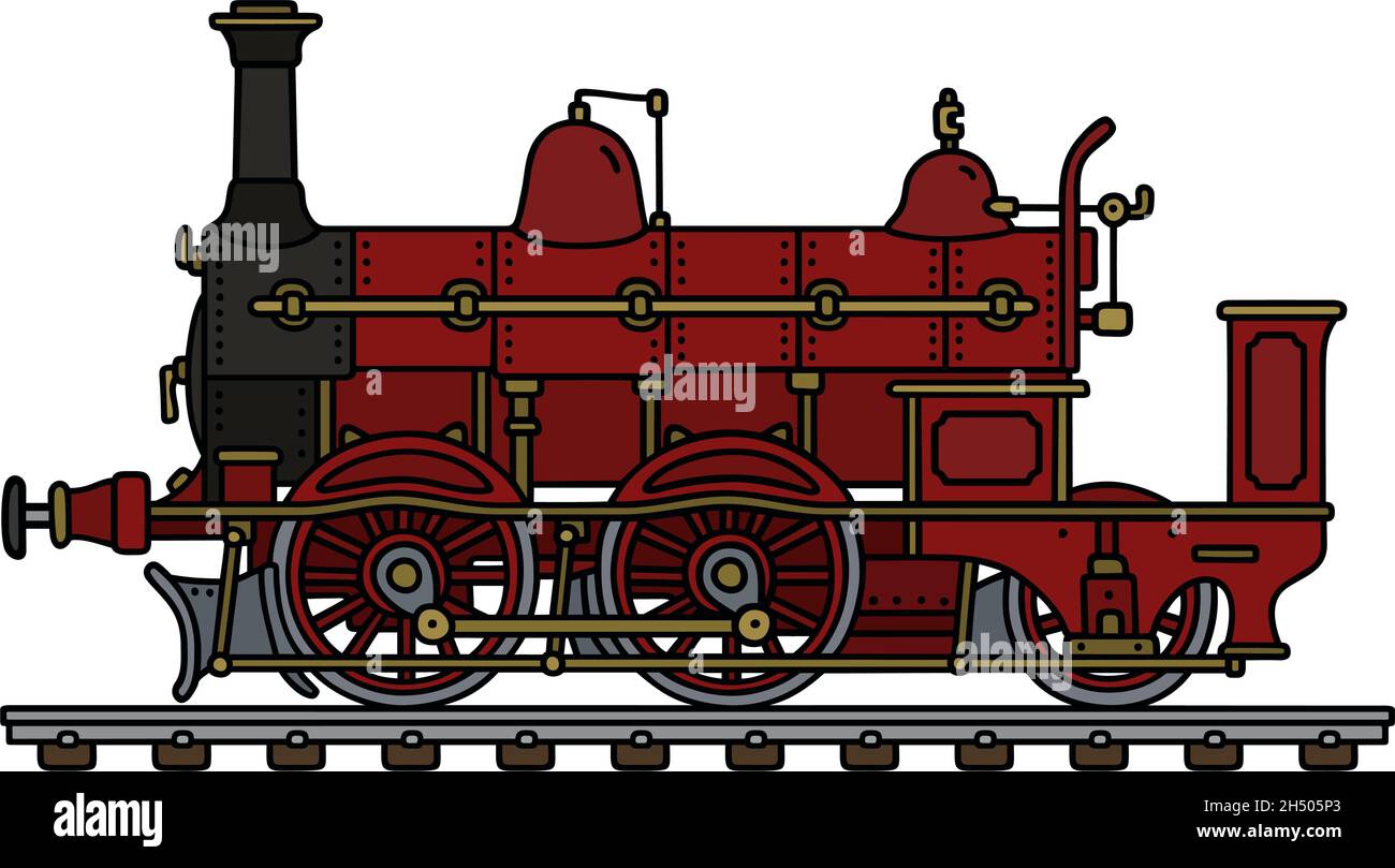 Hand drawing of a vintage red steam locomotive Stock Vector Image & Art ...