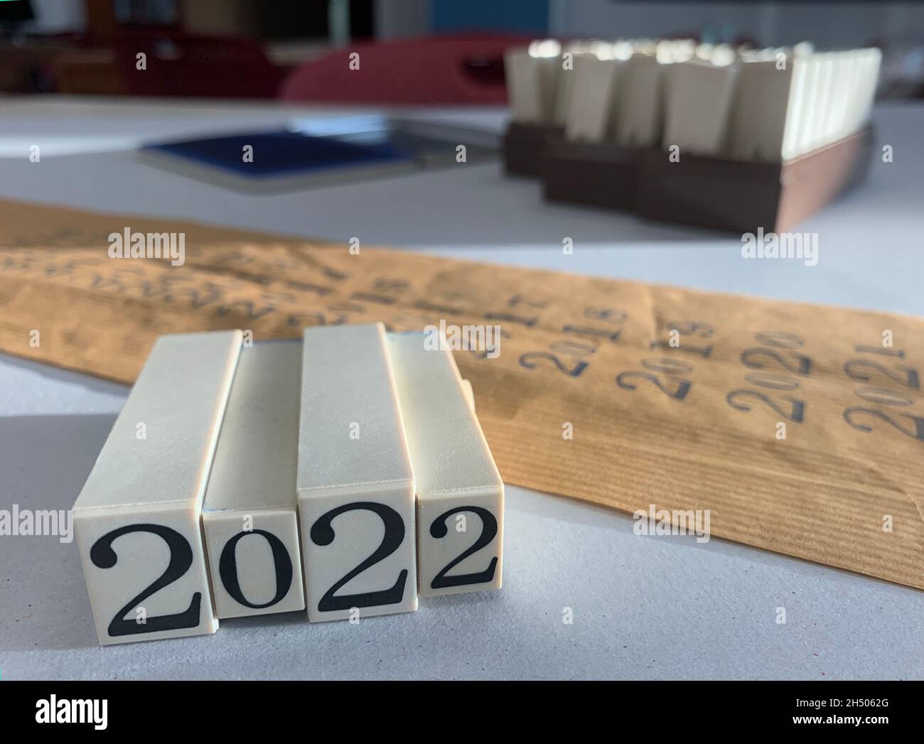 2022 new year type font word stamps Stock Photo - Alamy