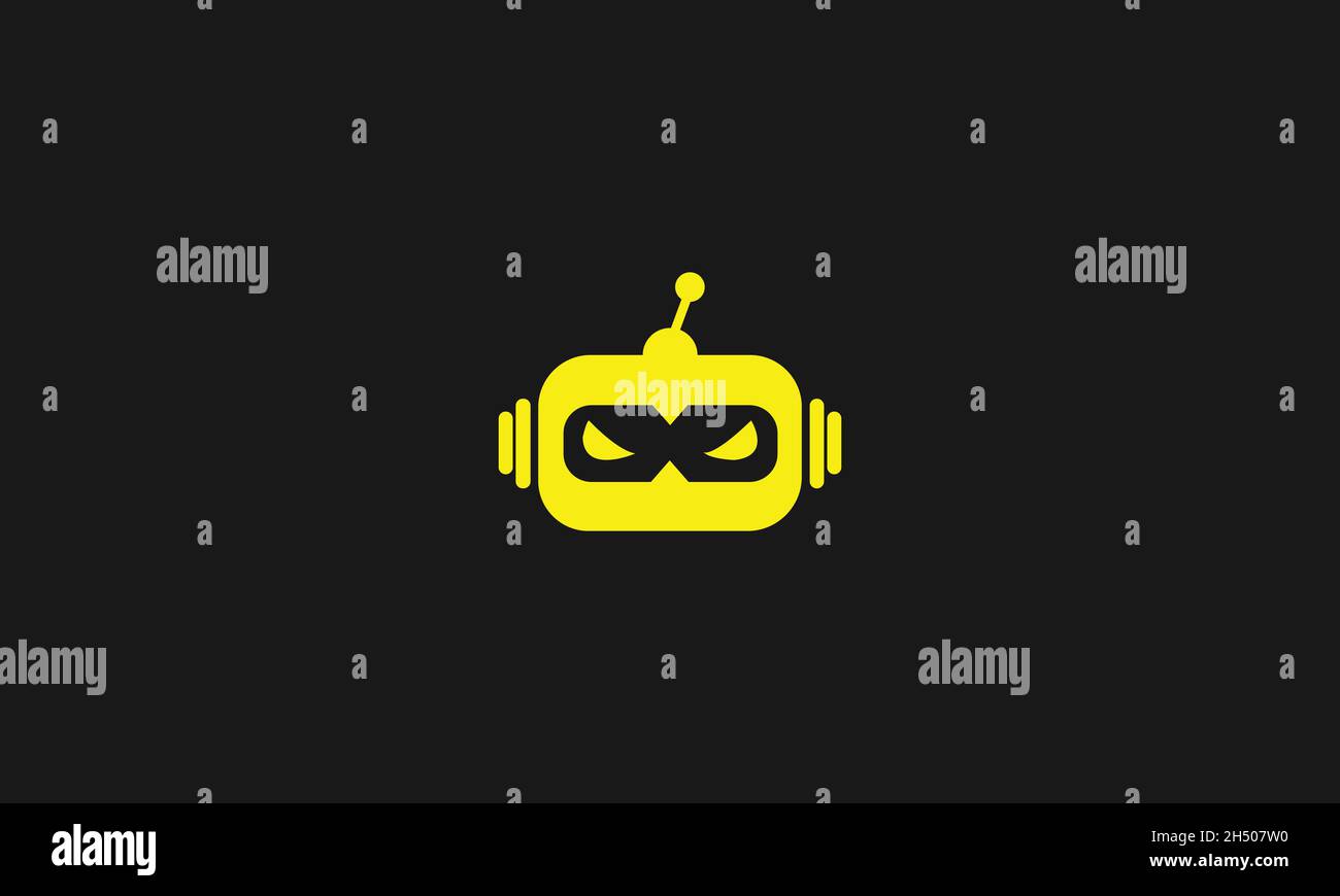 ROBOT LOGO DESIGN WITH NEGATIVE SPACE EFFECT FOR ILLUSTRATION USE Stock ...