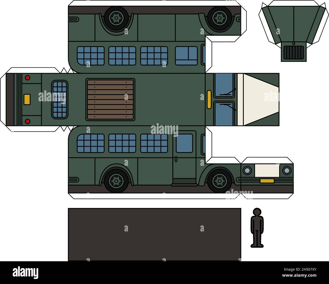 Paper model of a vintage green prison bus Stock Vector Image & Art - Alamy