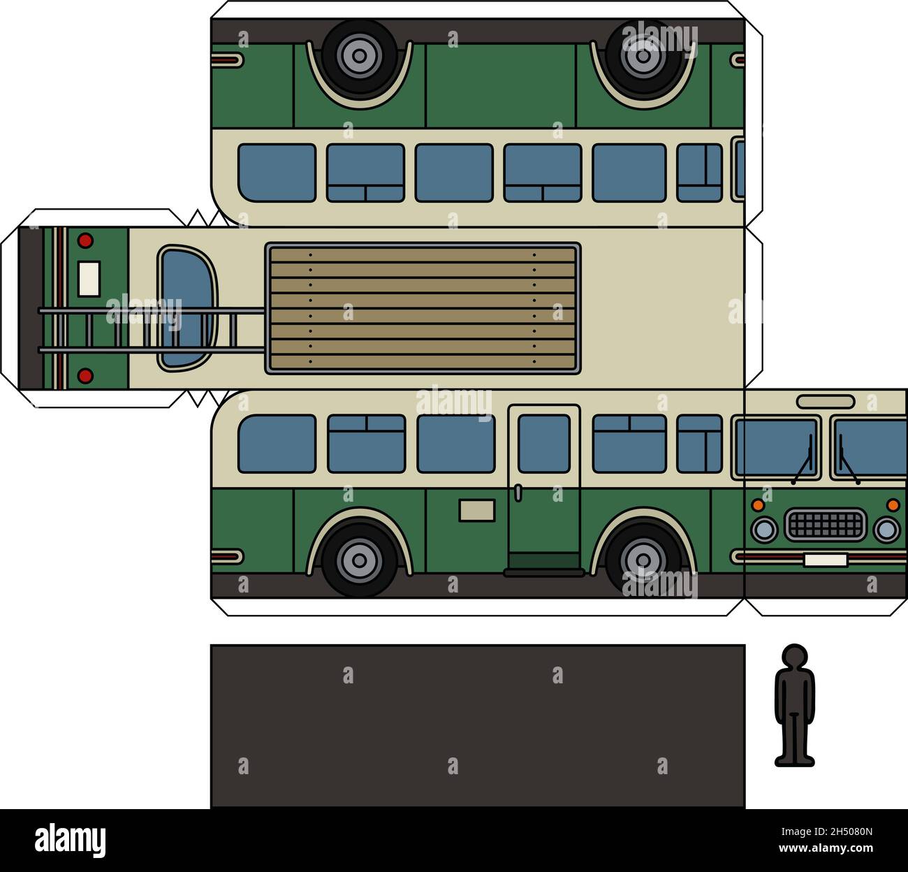 Paper model of a vintage green and cream bus Stock Vector Image & Art ...