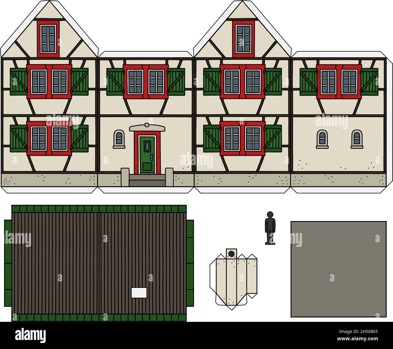 Red half timbered old Cut Out Stock Images & Pictures - Alamy