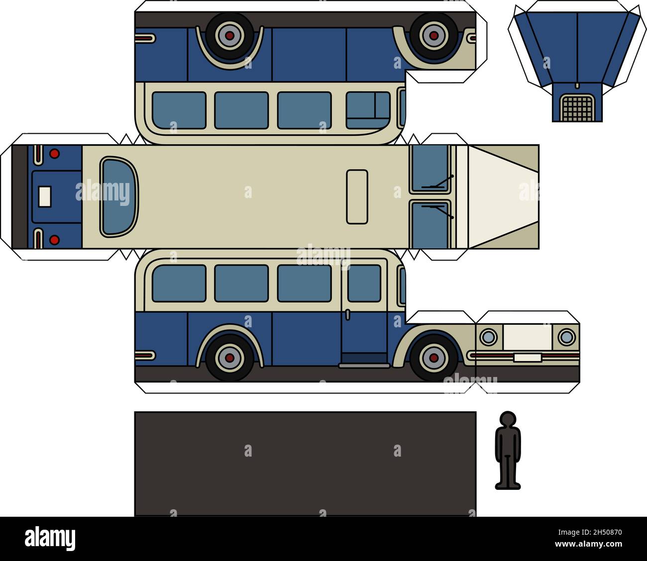 Cream and blue vintage bus Stock Vector Images - Alamy