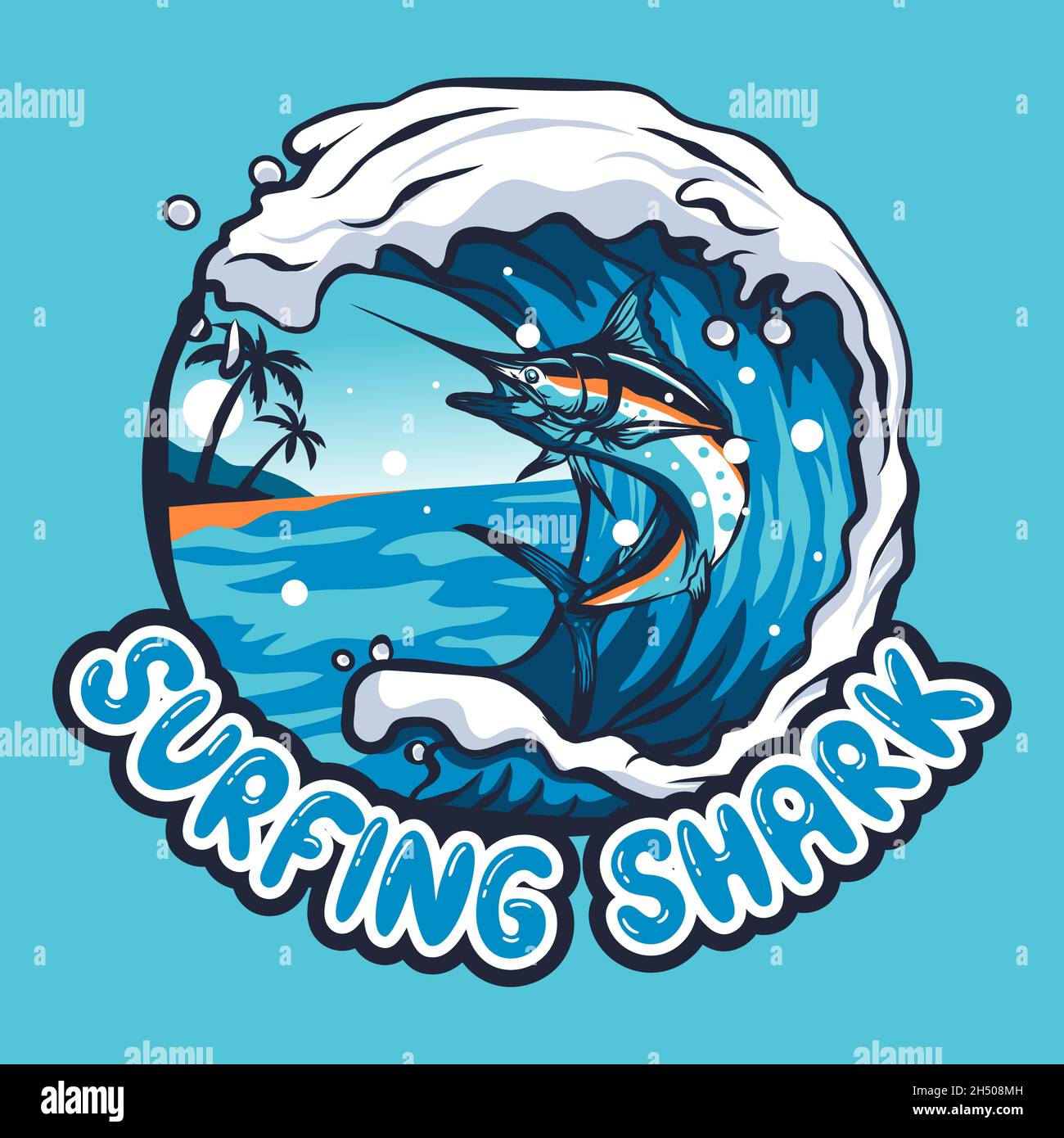 ILLUSTRATION OF SURFING SHARK Stock Vector Image & Art - Alamy