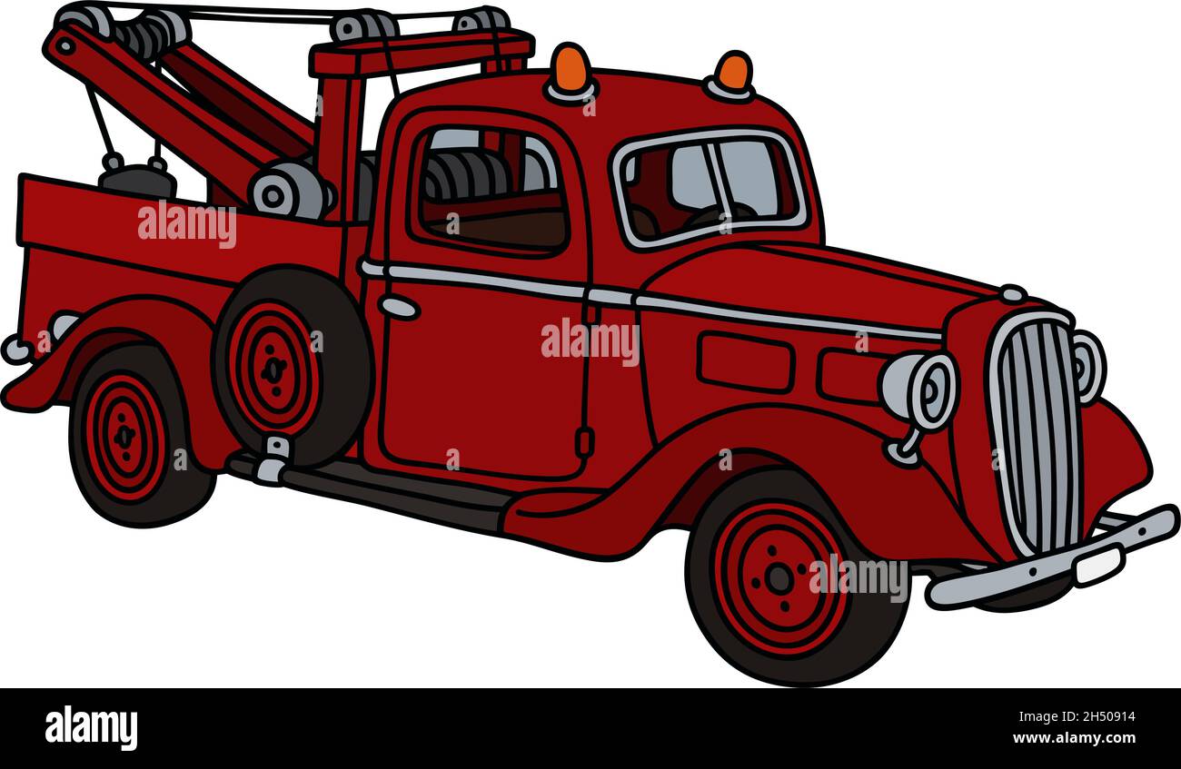 Hand drawing of a classic red wrecking truck Stock Vector Image & Art ...