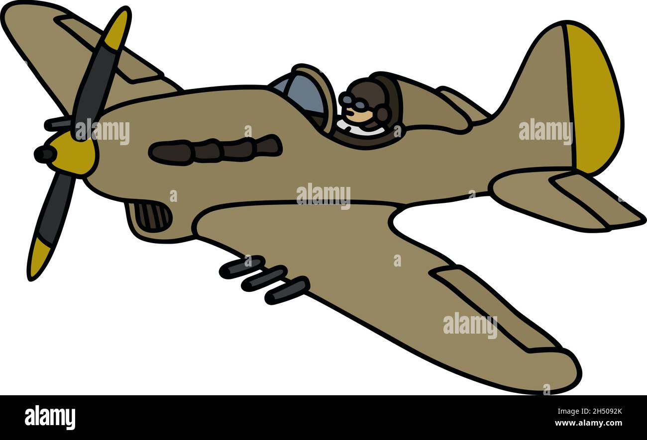 Hand drawing of a vintage sand military airplane Stock Vector Image ...