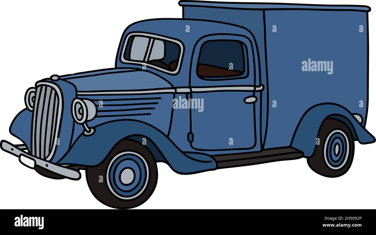 Old blue lorry Stock Vector Images - Alamy