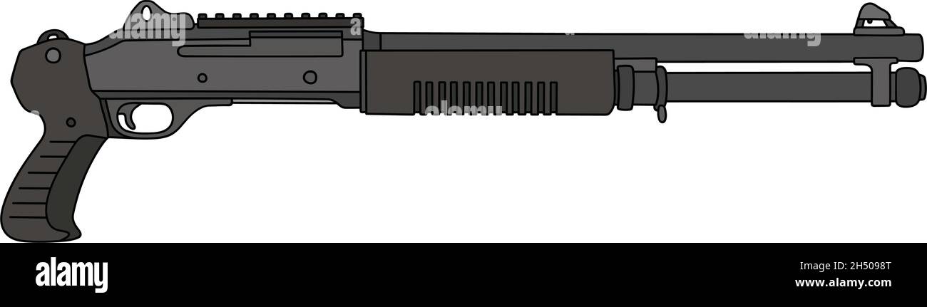 Hand drawing of a black short repeating shotgun Stock Vector Image ...