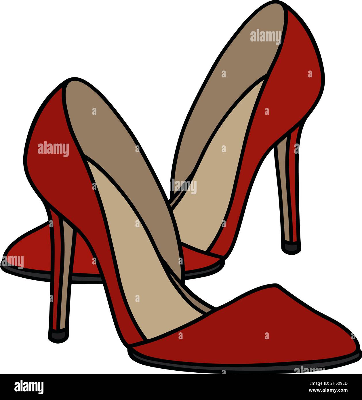 The vectorized hand drawing of a classical red high heel shoes Stock ...