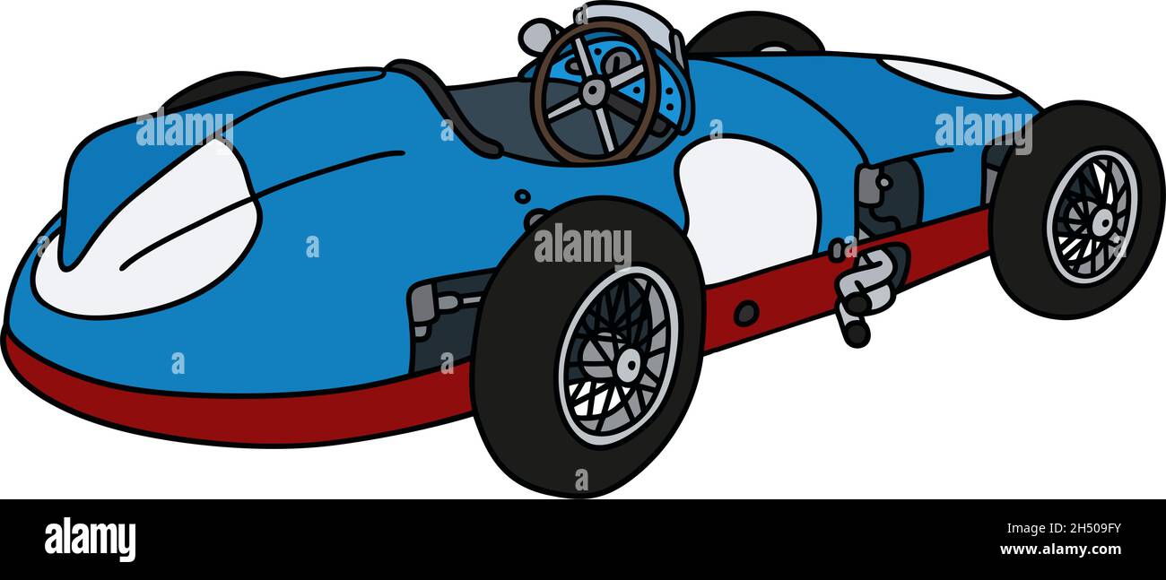 Hand drawing of a vintage blue racing car Stock Vector Image & Art - Alamy