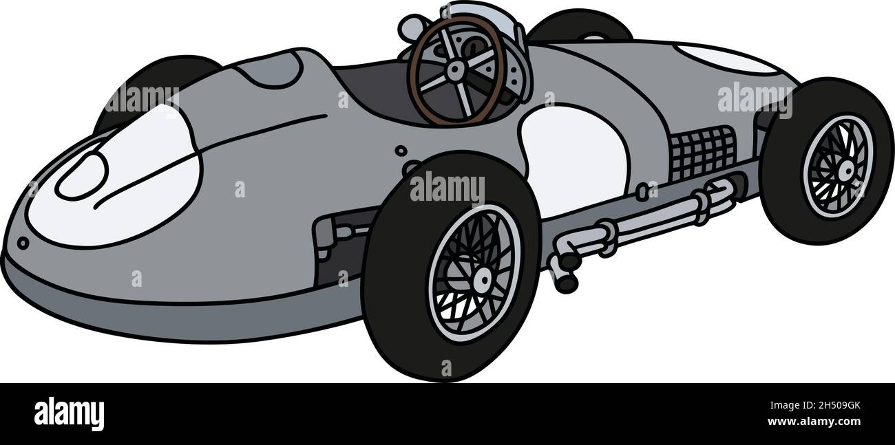 Hand drawing of a vintage silver racing car Stock Vector Image & Art ...