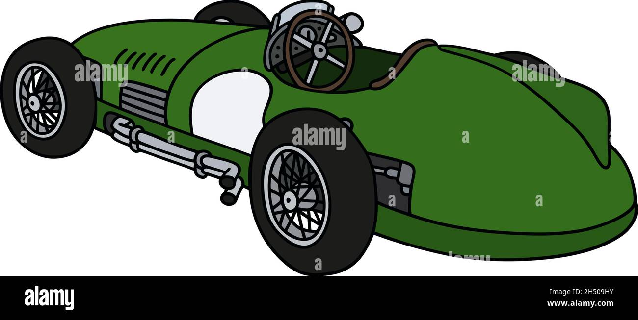 Hand drawing of a vintage green racing car Stock Vector Image & Art - Alamy