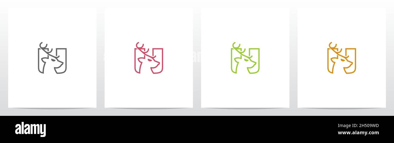 Deer Head On Letter Logo Design U Stock Vector Image & Art - Alamy