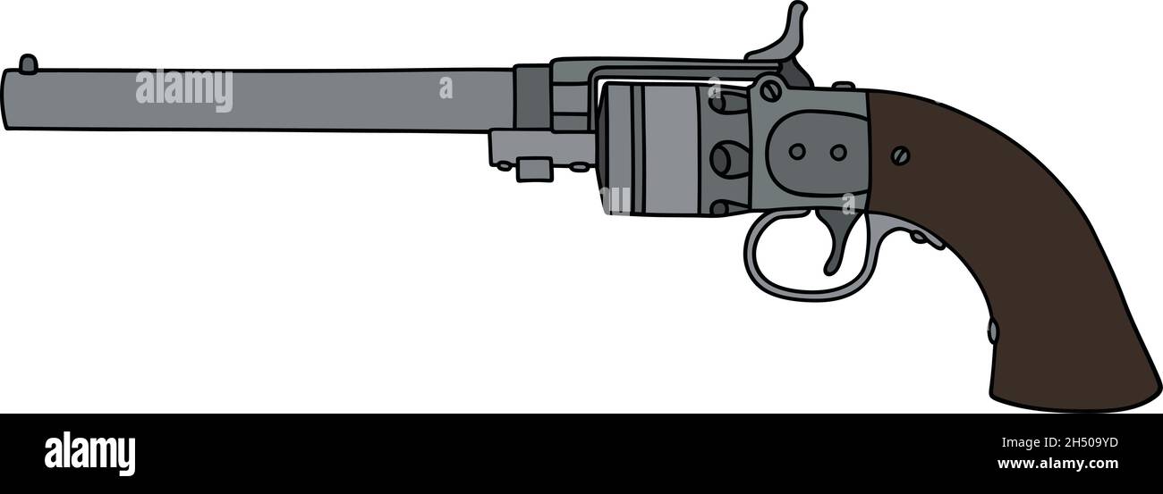 Hand drawing of a vintage revolver Stock Vector Image & Art - Alamy