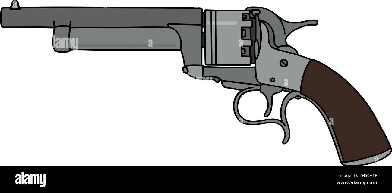 Hand drawing of a vintage revolver Stock Vector Image & Art - Alamy