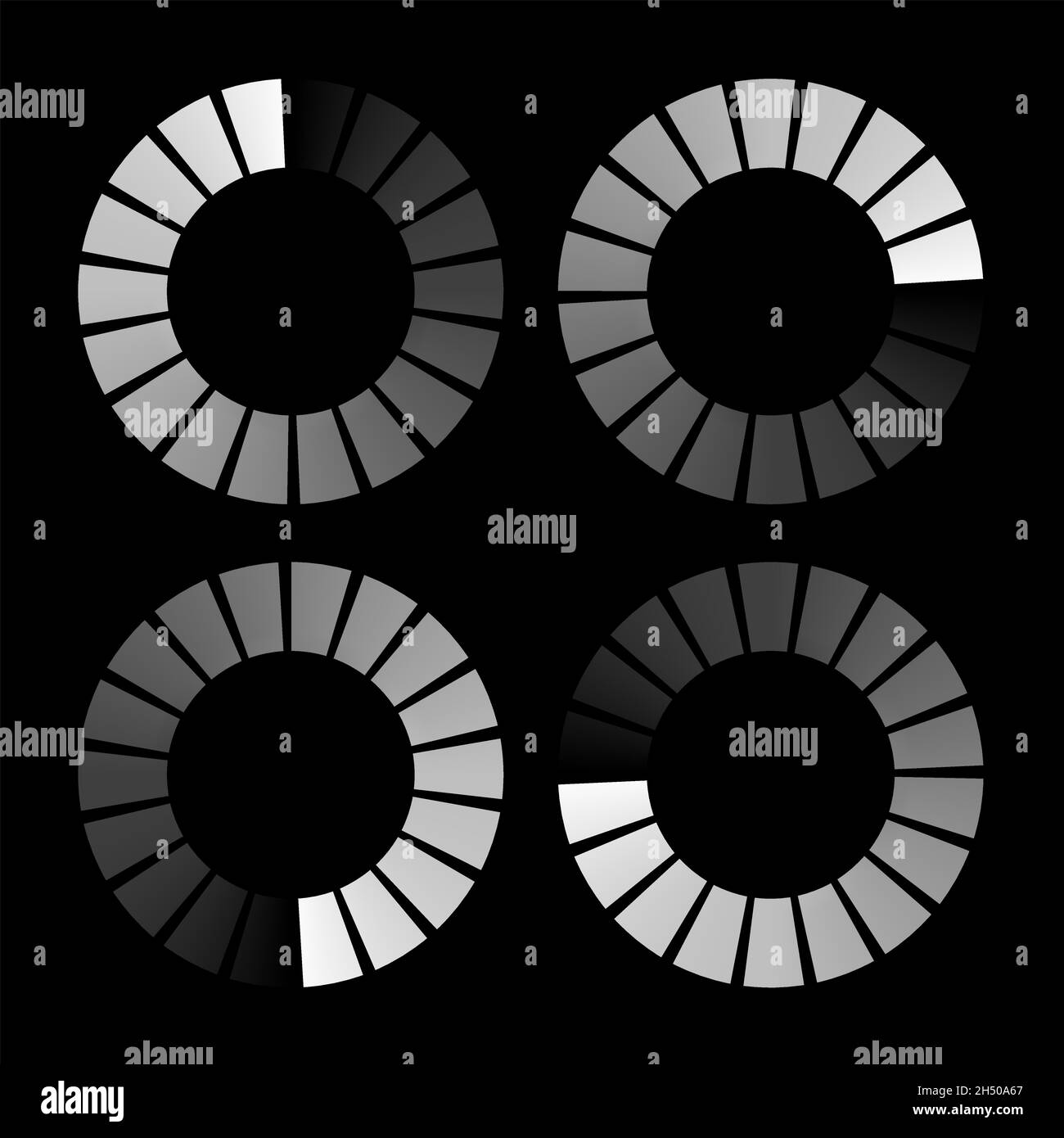 Progress, steps, phases indicator. Preloader, buffer shape. Circle, circular loading icon ...
