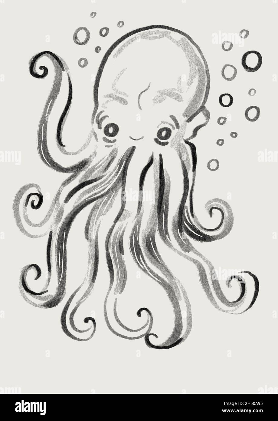 octopus sea life illustration Stock Photo - Alamy