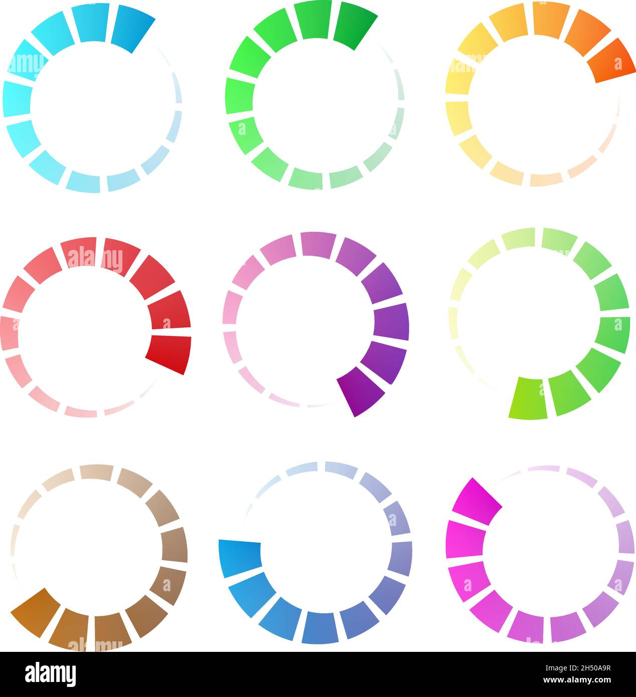 Progress, steps, phases indicator. Preloader, buffer shape. Circle, circular loading icon ...