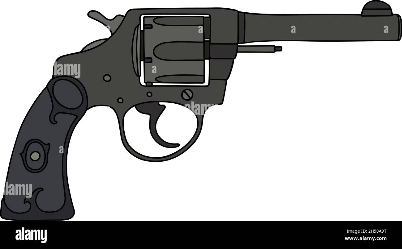 Hand drawing of a classic black revolver Stock Vector Image & Art - Alamy