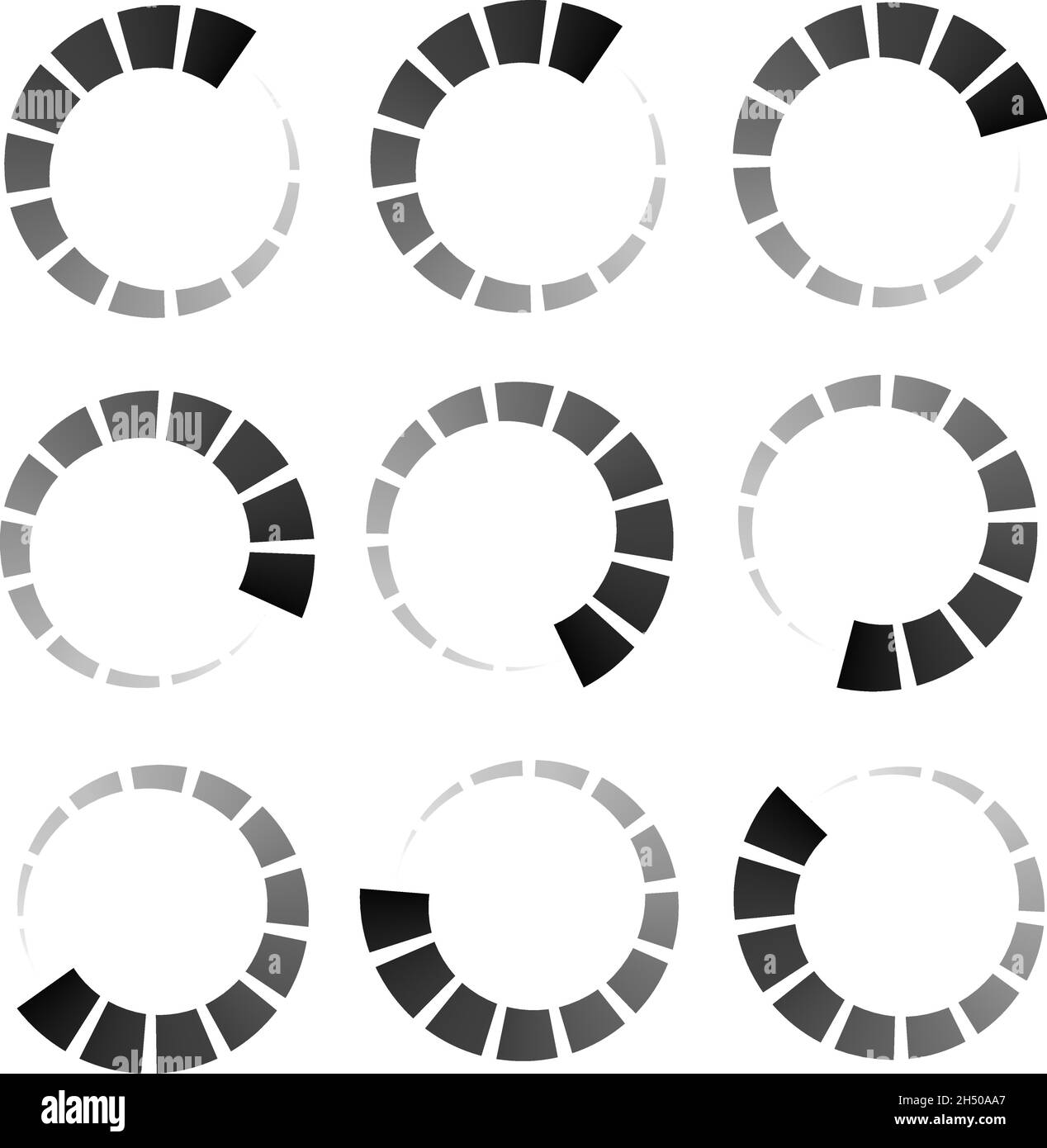 Progress, steps, phases indicator. Preloader, buffer shape. Circle, circular loading icon ...
