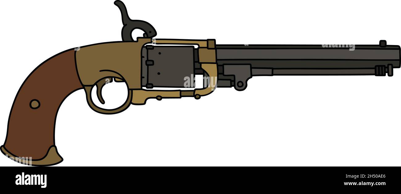 Hand drawing of a vintage revolver Stock Vector Image & Art - Alamy