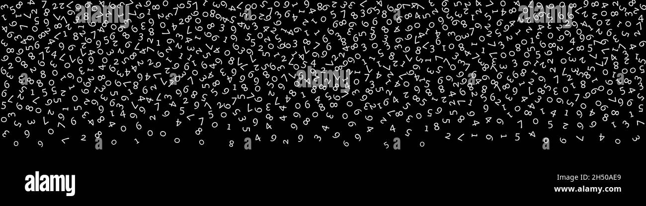 Falling numbers, big data concept. Binary white random flying digits ...