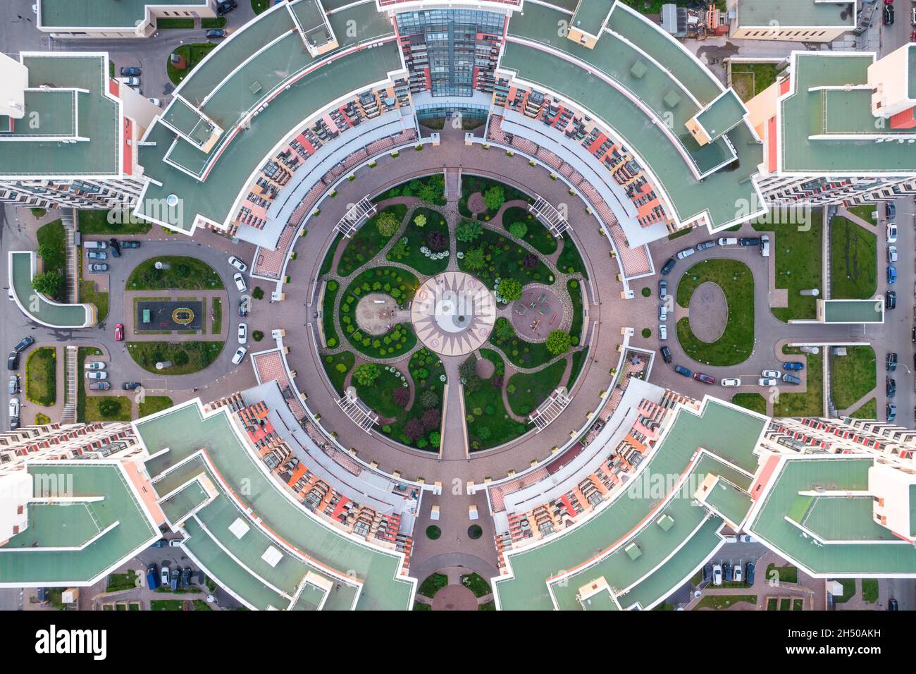 Symmetrical infrastructure of residential buildings Stock Photo - Alamy