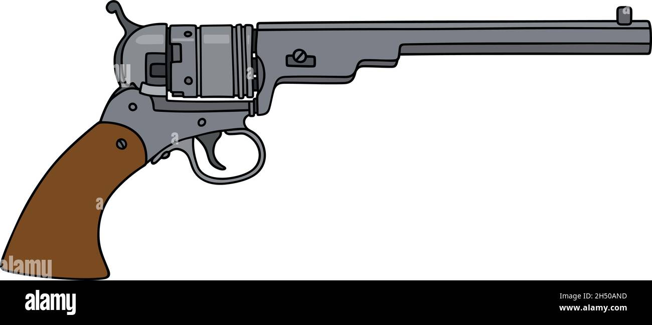 Hand drawing of a vintage long revolver Stock Vector Image & Art - Alamy
