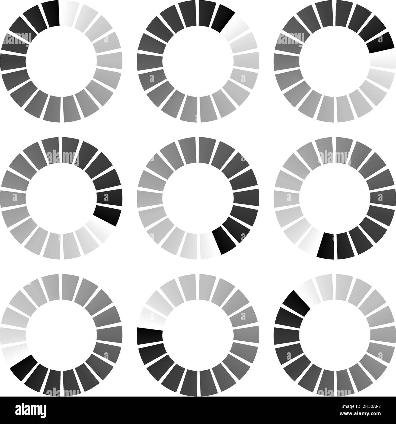 Progress, steps, phases indicator. Preloader, buffer shape. Circle, circular loading icon ...