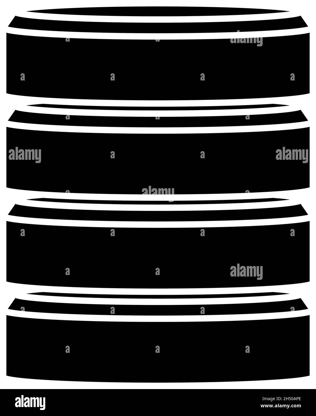 HDD, hard disk drive, mainframe computer stacked cylinder icon. Server ...