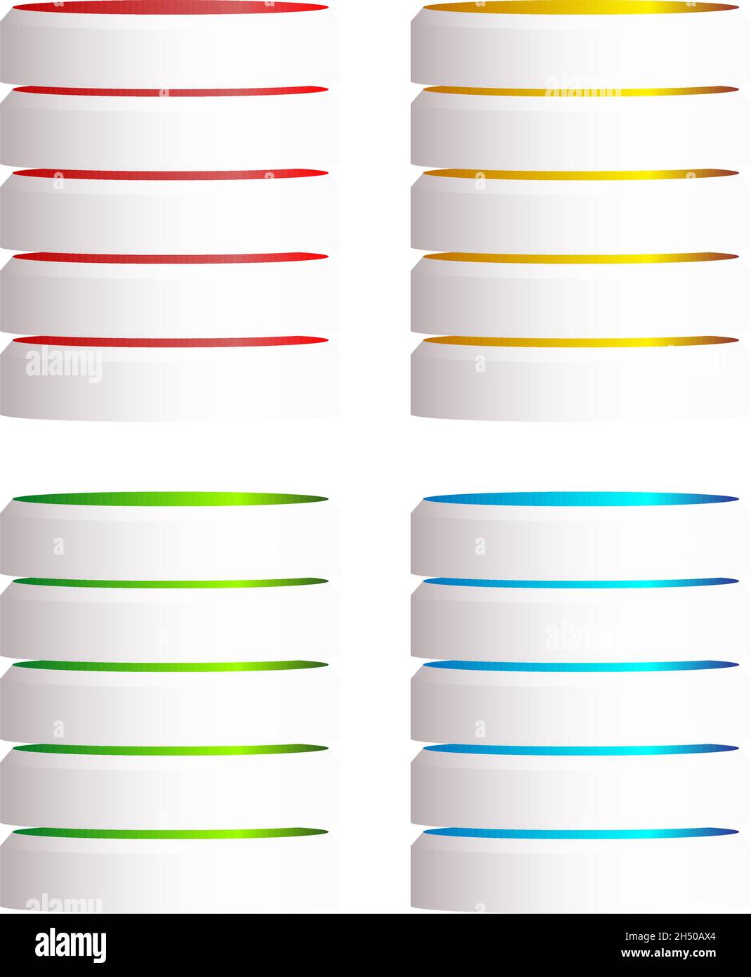 HDD, hard disk drive, mainframe computer stacked cylinder icon. Server ...