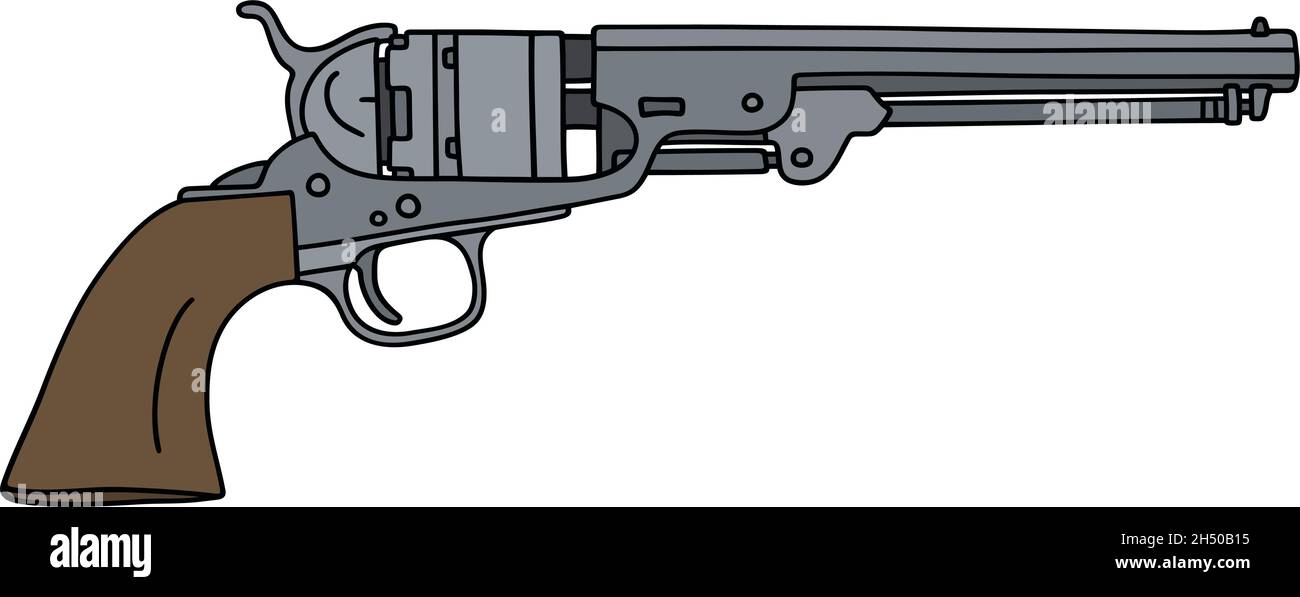 Hand drawing of a classic american wild west revolver Stock Vector ...