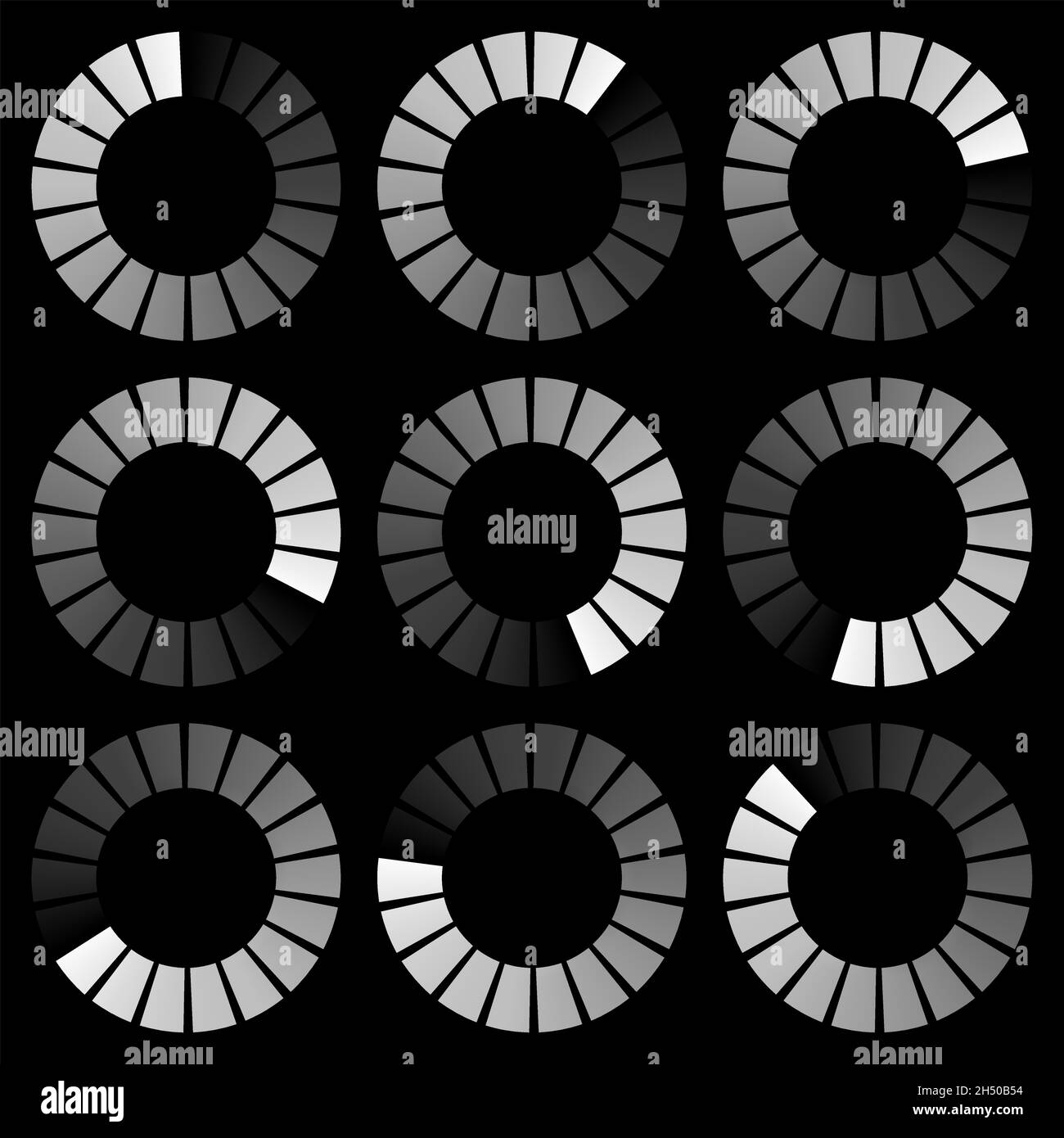 Progress, steps, phases indicator. Preloader, buffer shape. Circle ...