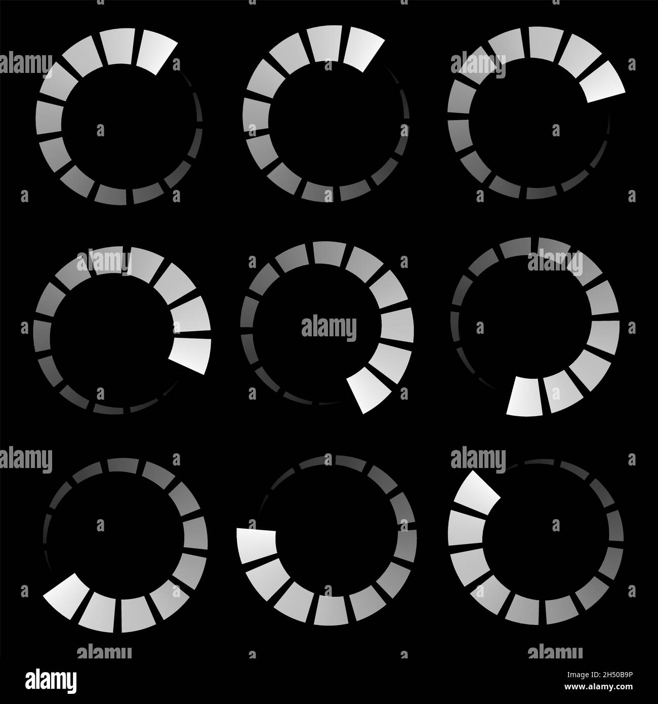 Progress, steps, phases indicator. Preloader, buffer shape. Circle, circular loading icon ...